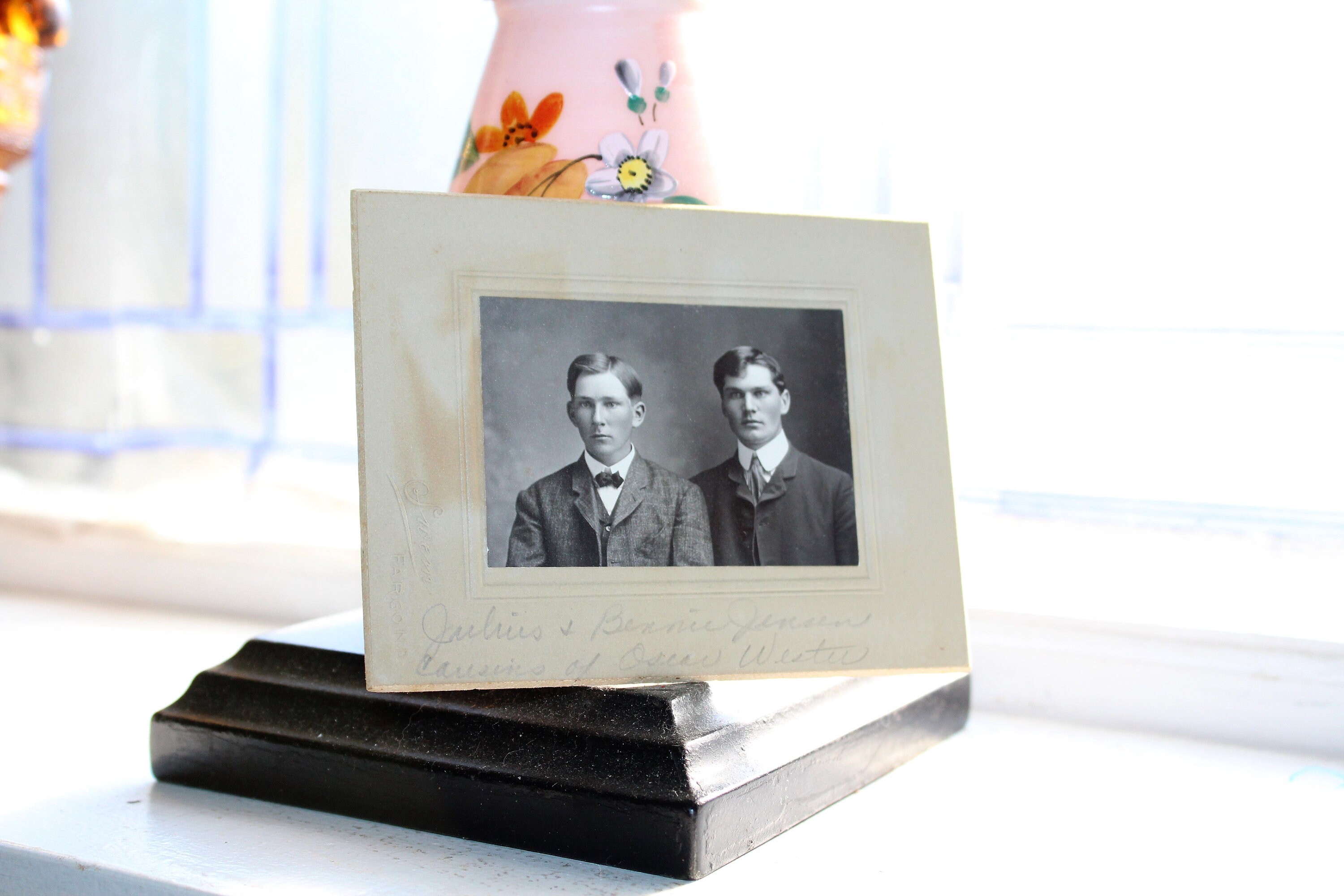 Vintage Cabinet Card Photograph Handsome Victorian Brothers 1800s