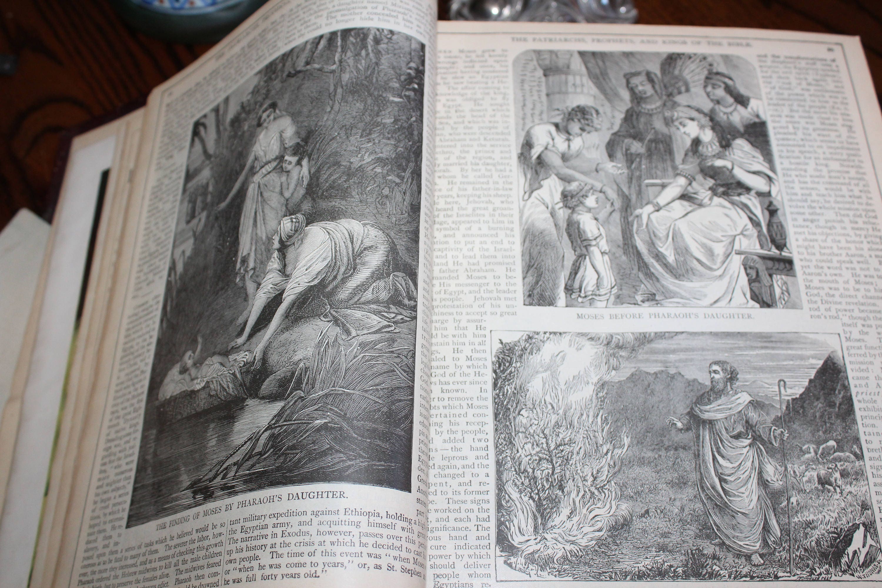 Large Antique Bible 1892 Illustrated Pictorial Parallel Leather Cover