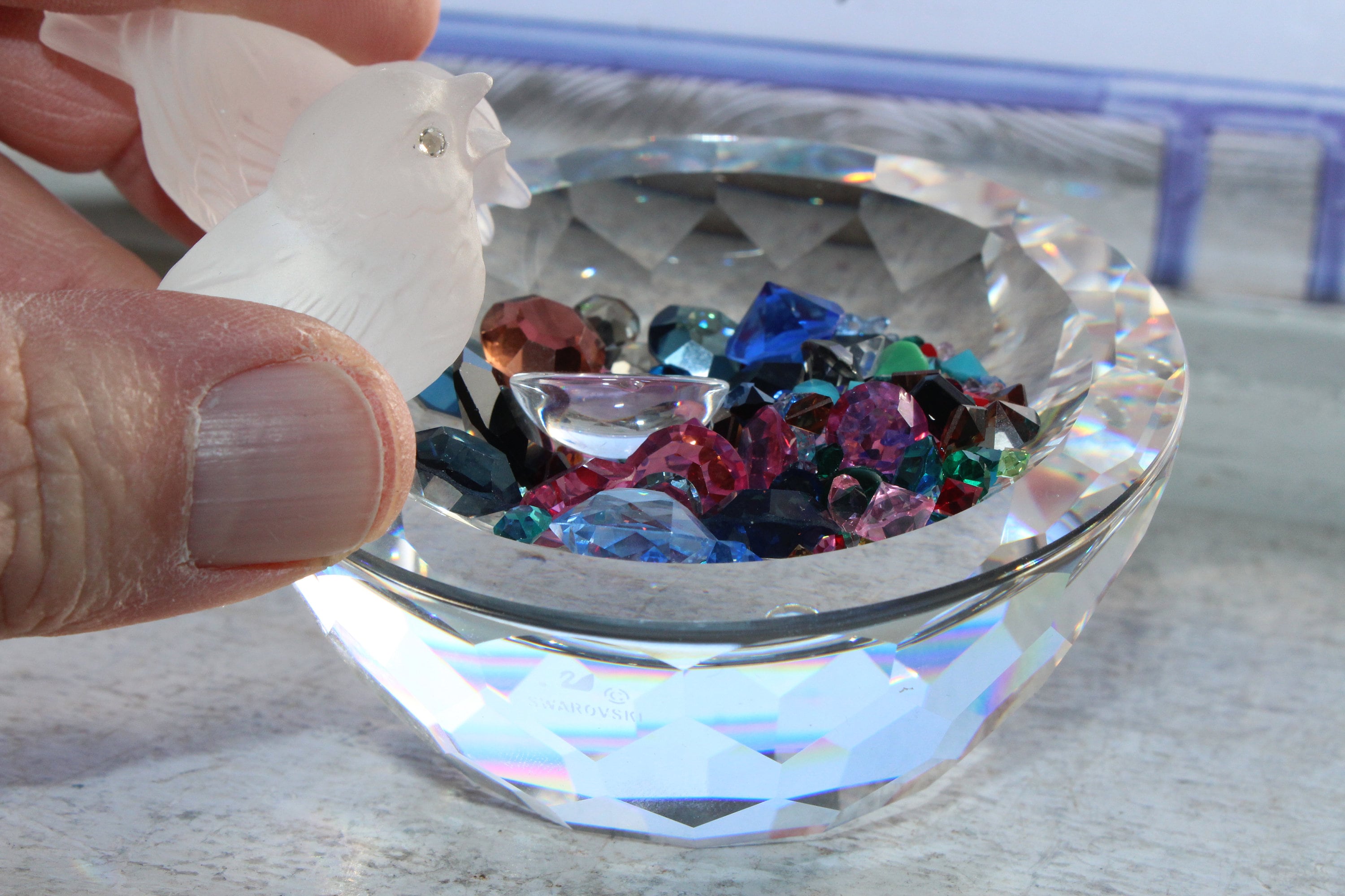 Swarovski Crystal Bird Bath with Original Box 10029
