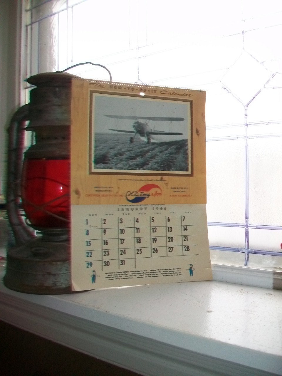 Vintage 1956 Calendar With Airplane Park River North Dakota