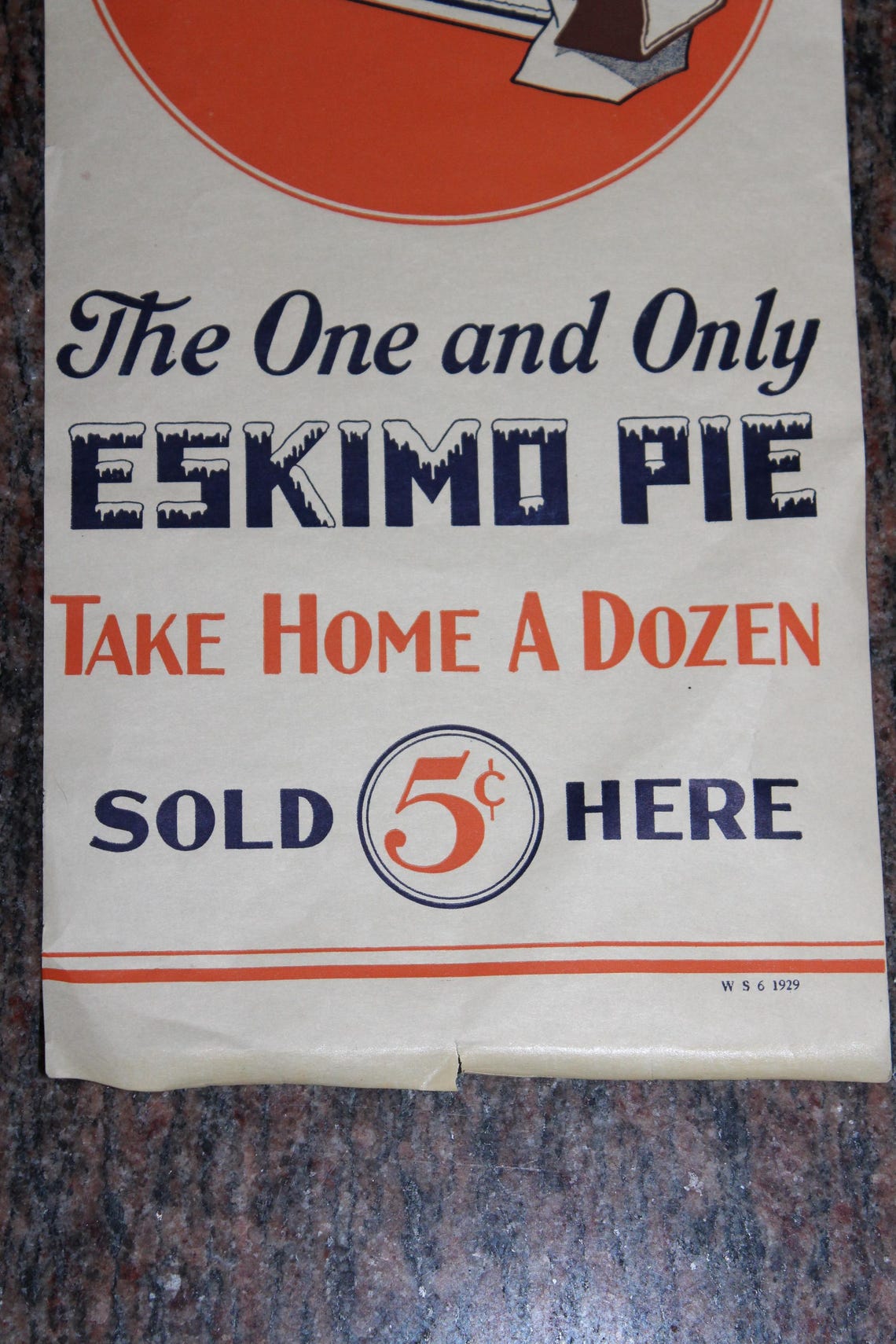 Vintage 1920s Eskimo Pie Paper Sign Ice Cream Sign - Etsy