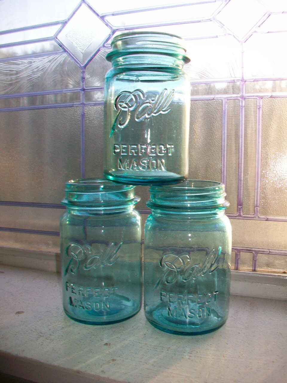 3 Vintage Blue Ball Perfect Mason Jar Pints 1923 to 1933