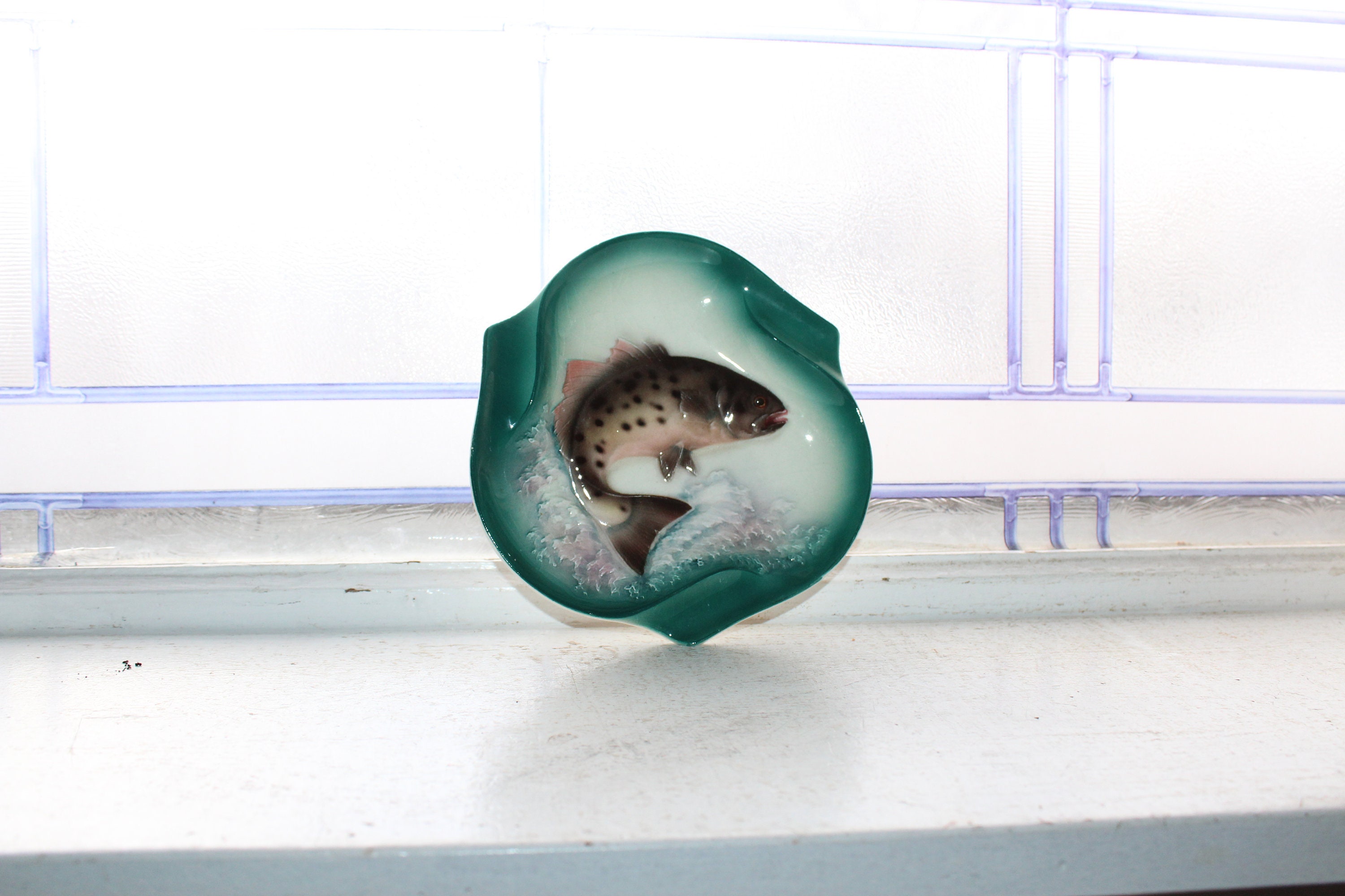 Mid Century Kasuga Ware Fish Ashtray or Decorative Plate Man Dish