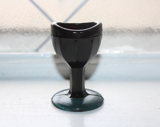 Antique Glass Eye Cup Eye Wash Dark Brown With Teal Base - Etsy