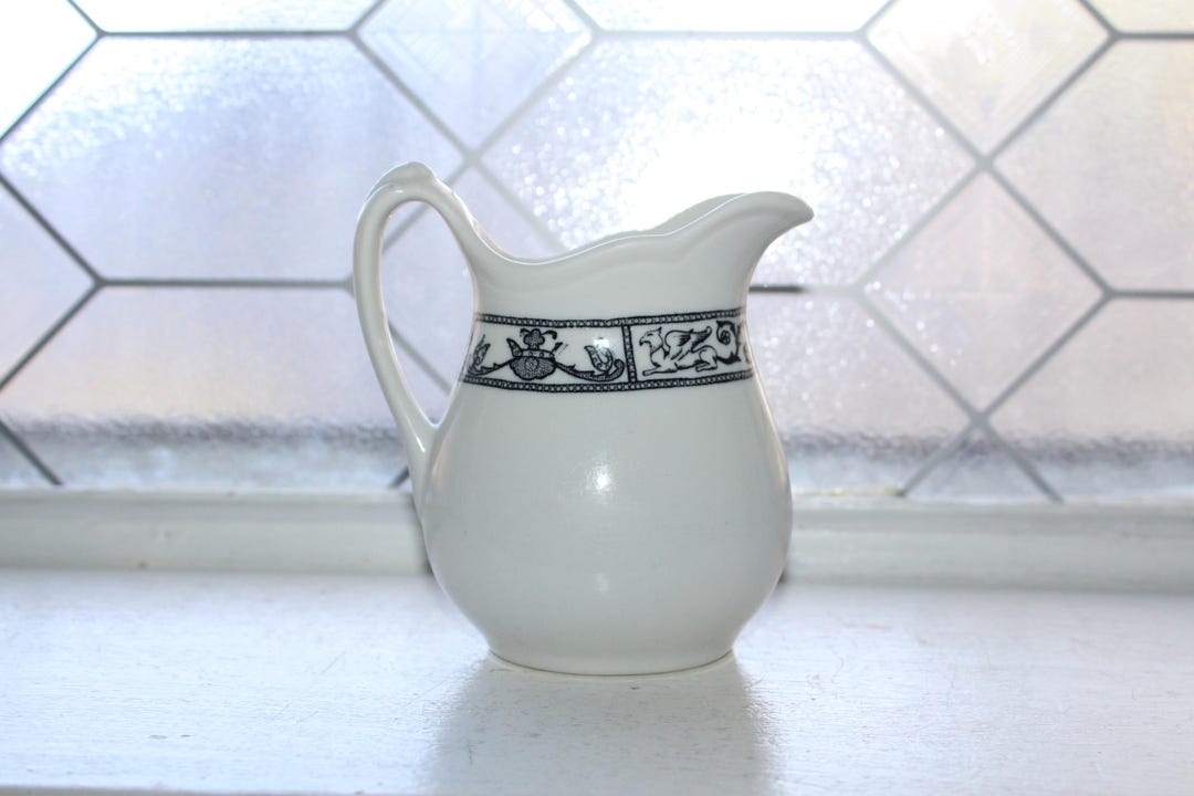 Antique Restaurant Ware Ironstone Creamer Bailey Walker Black Seville ...