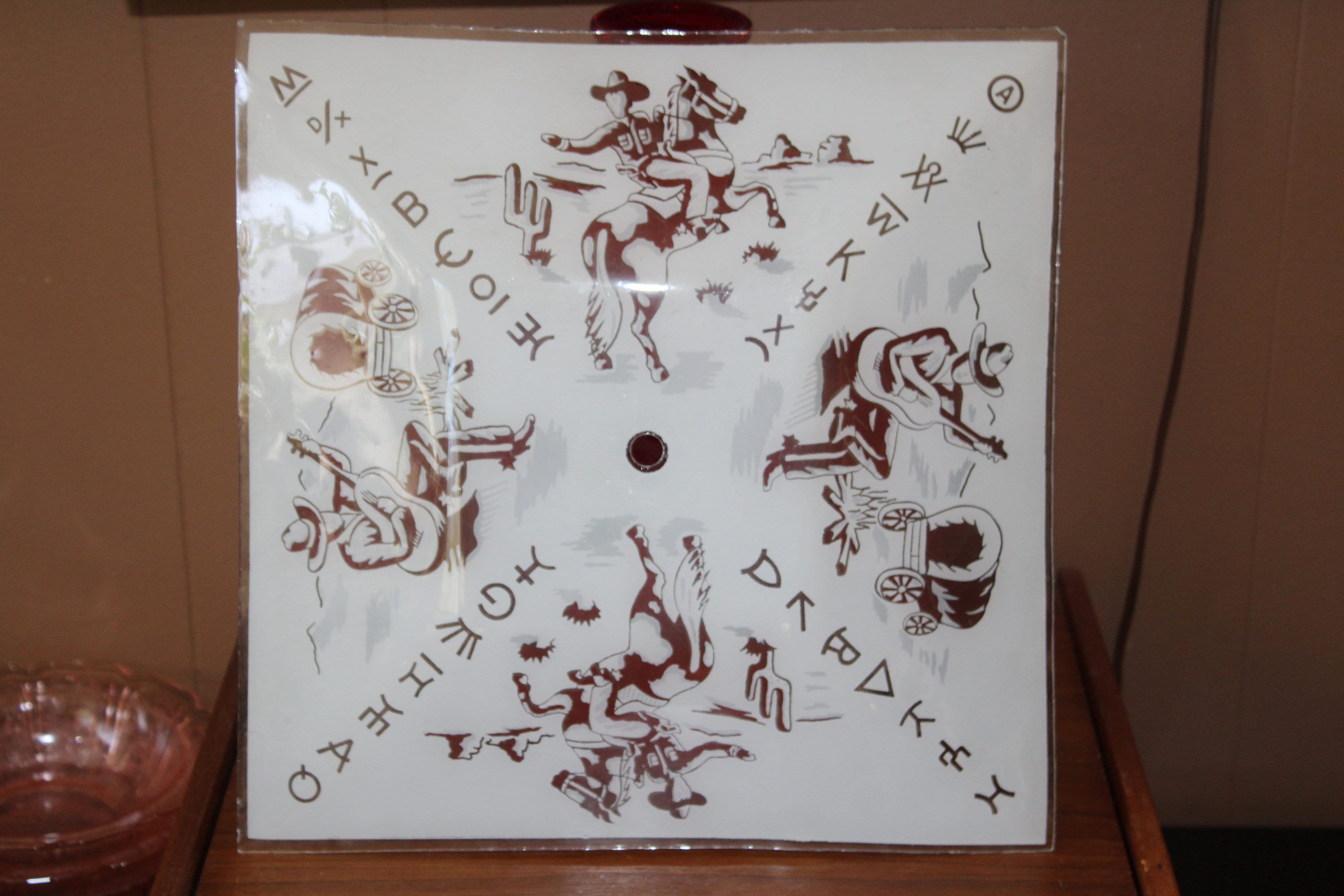 Cowboy Mid Century Glass Ceiling Light Shade Country Western
