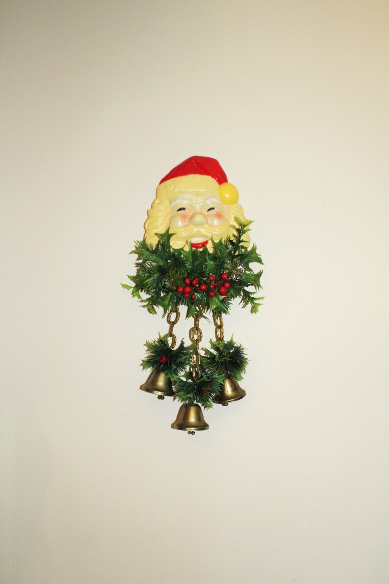 Santa and Christmas Bells Wall Decor Vintage 1950s - Etsy