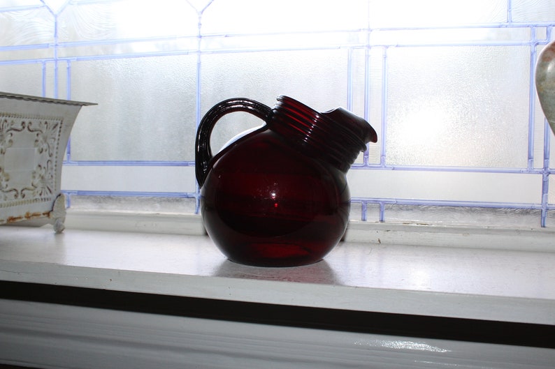 Royal Ruby Red Depression Glass Ball Pitcher Vintage 1930 - Etsy