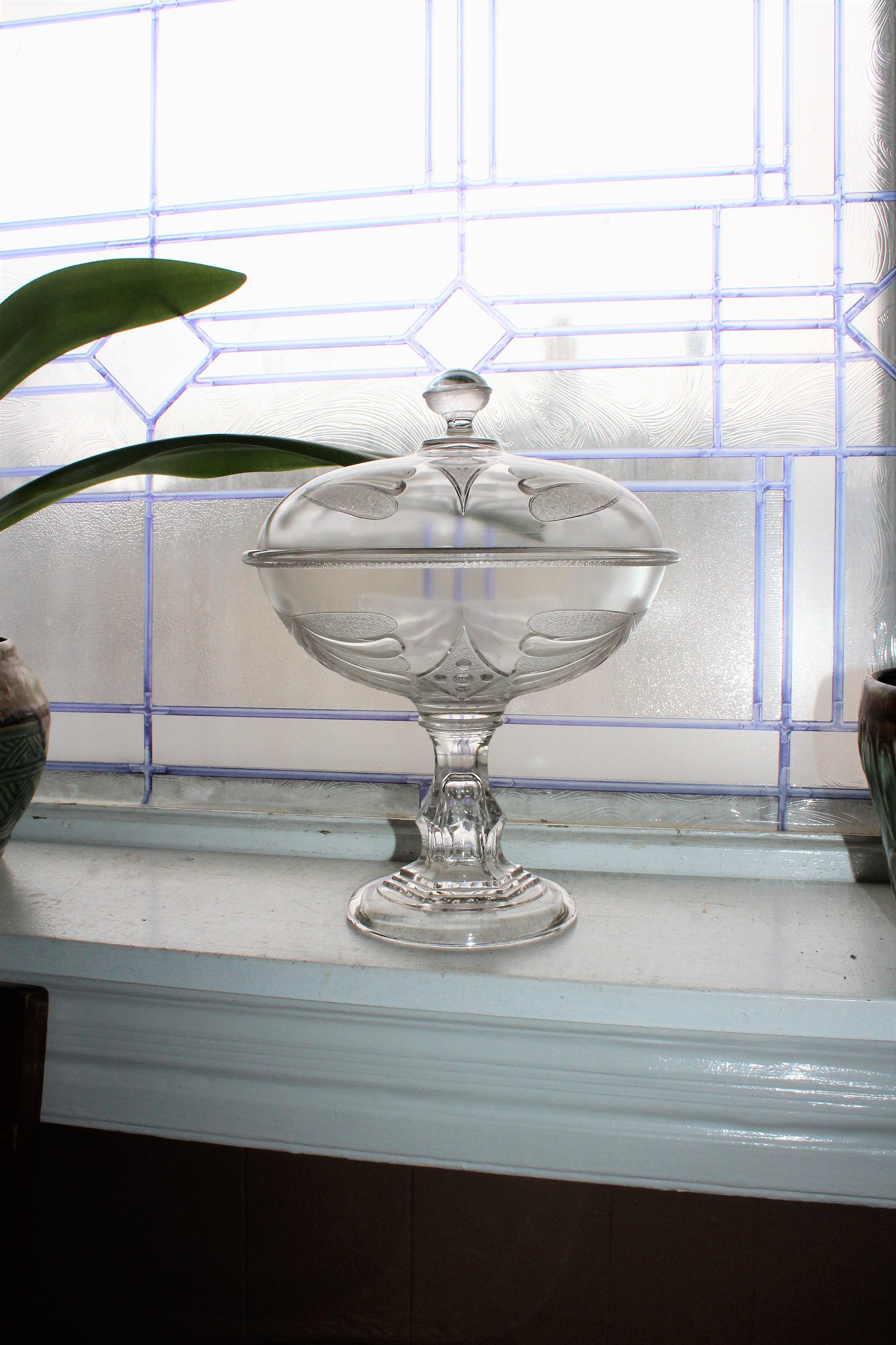 Antique Glass Compote with Lid EAPG