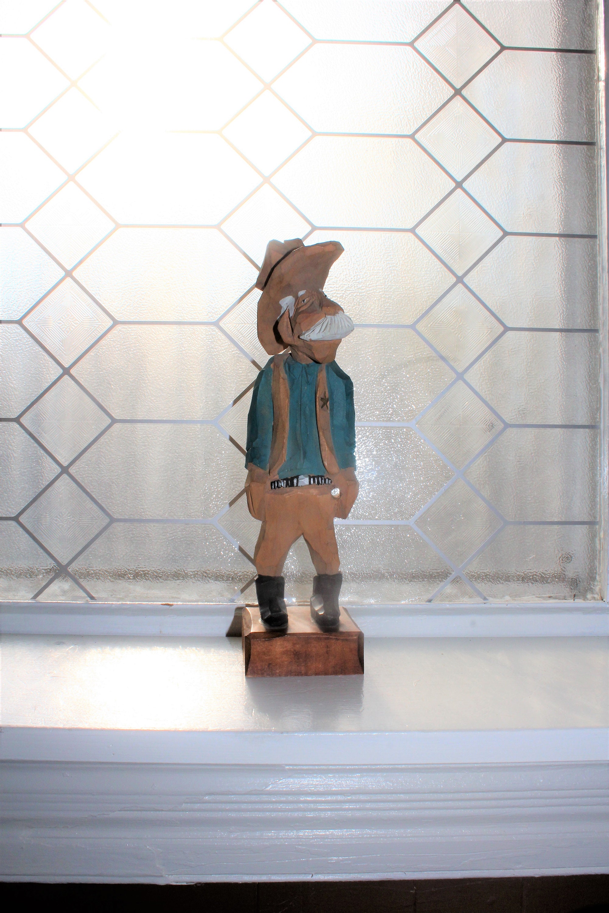 Vintage Pudge deGraff Cowboy Carved Wood Figurine