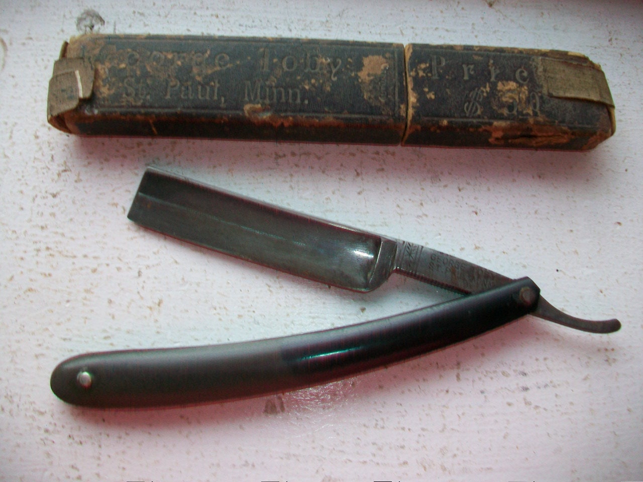 Antique Straight Razor George Toby St. Paul Germany With Original Case