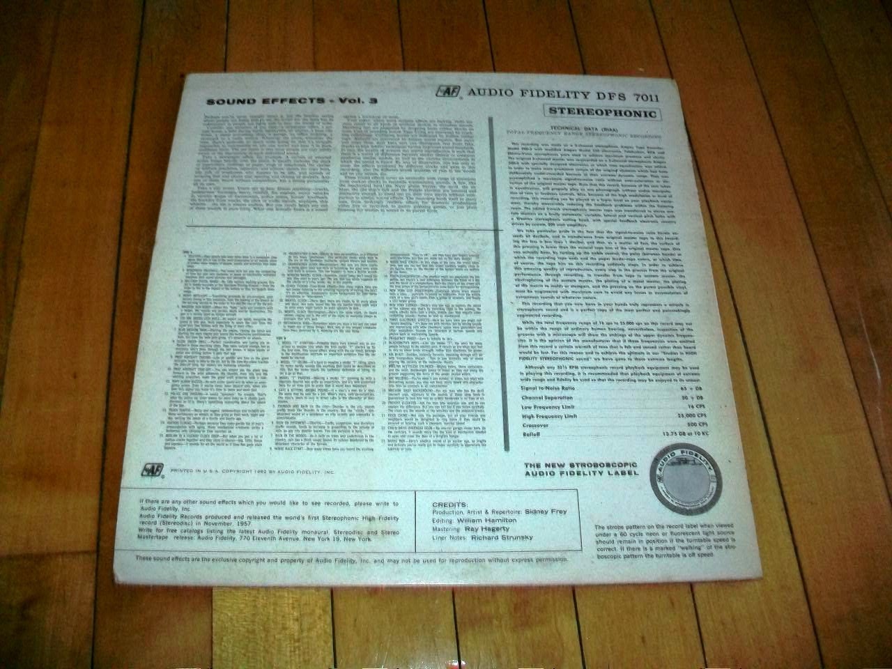 Sound Effects Record Album Volume 3 Stereophonic Vintage 1962 DFS 7011