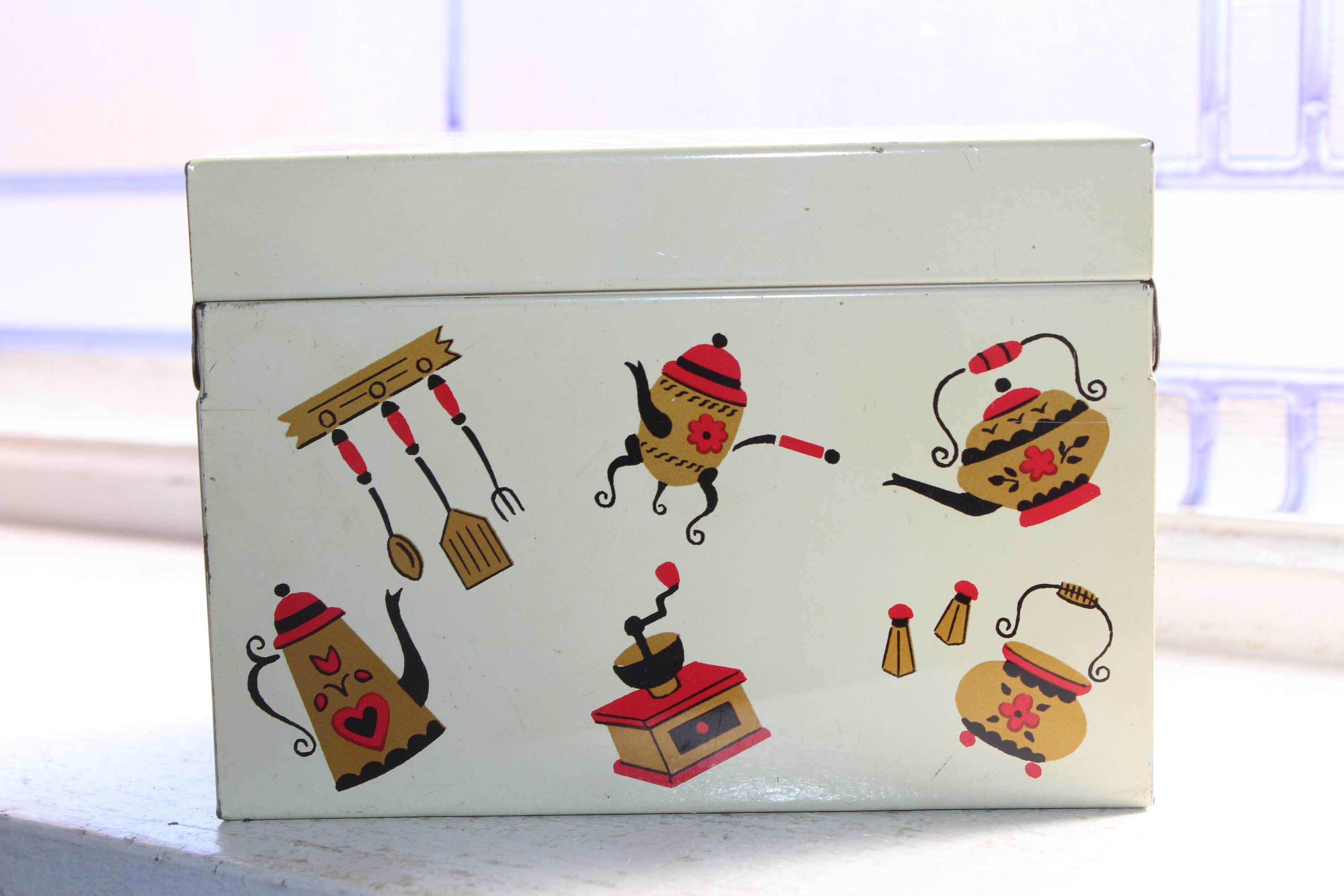 Vintage Mid Century Recipe Box Filled with Recipes