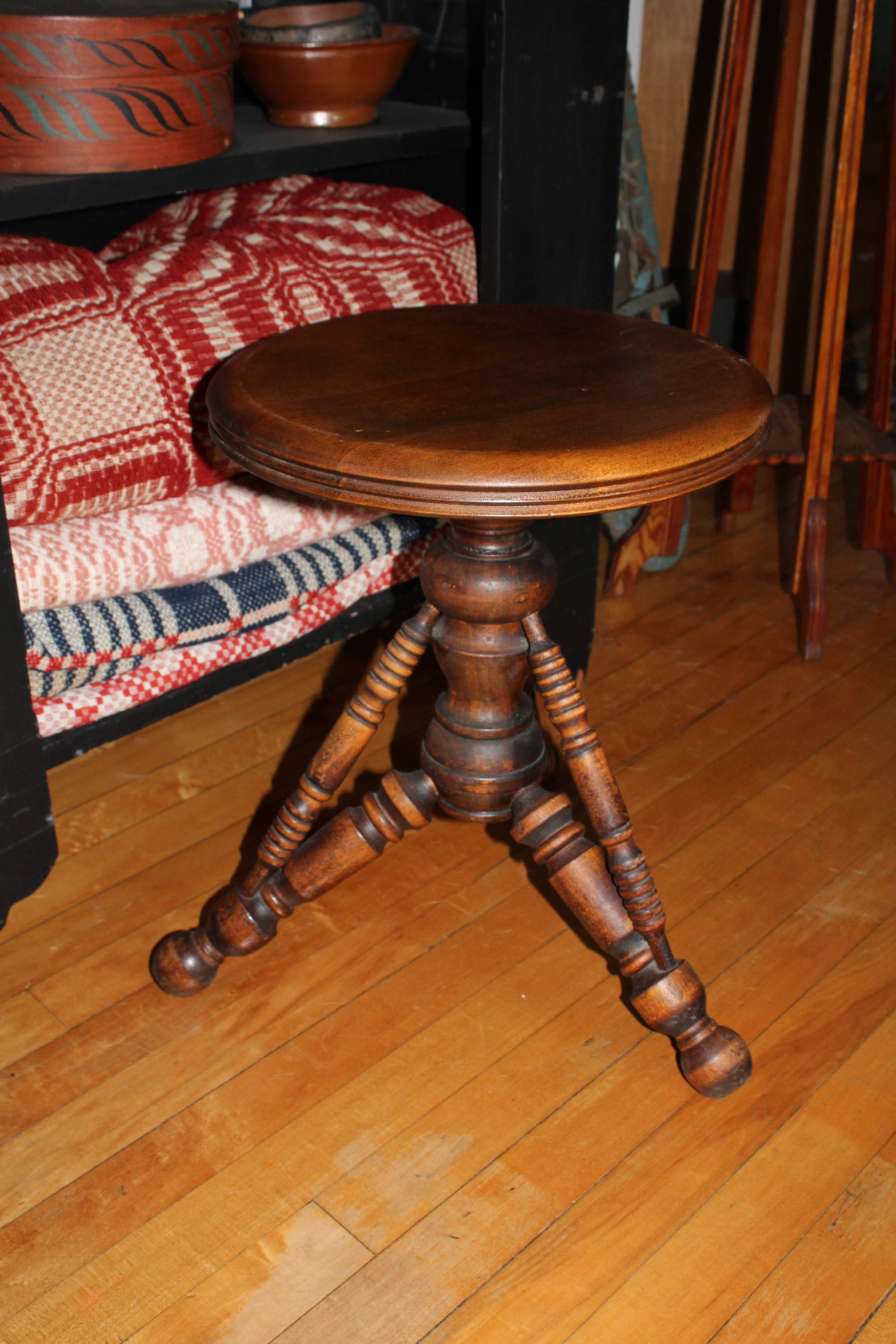 Antique Piano Stool Tonk Chicago NY Organ Stool Wild West Saloon Decor