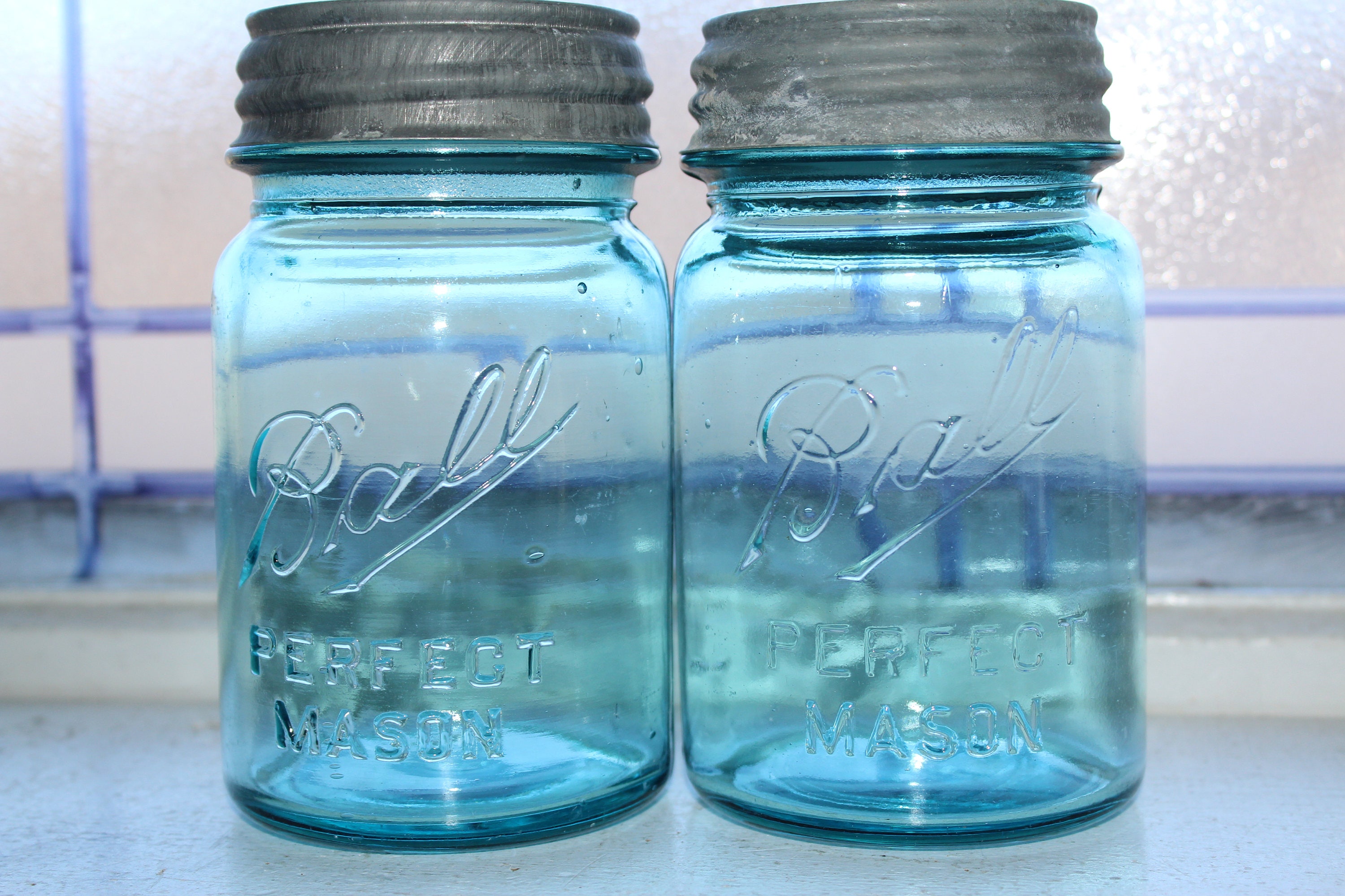 2 Blue Mason Jars Pint Blue Ball Perfect Mason Jars Vintage 1910 to 1923 2 Blue Mason Jars Pint Blue Ball Perfect Mason Jars Vintage 1910 to 1923