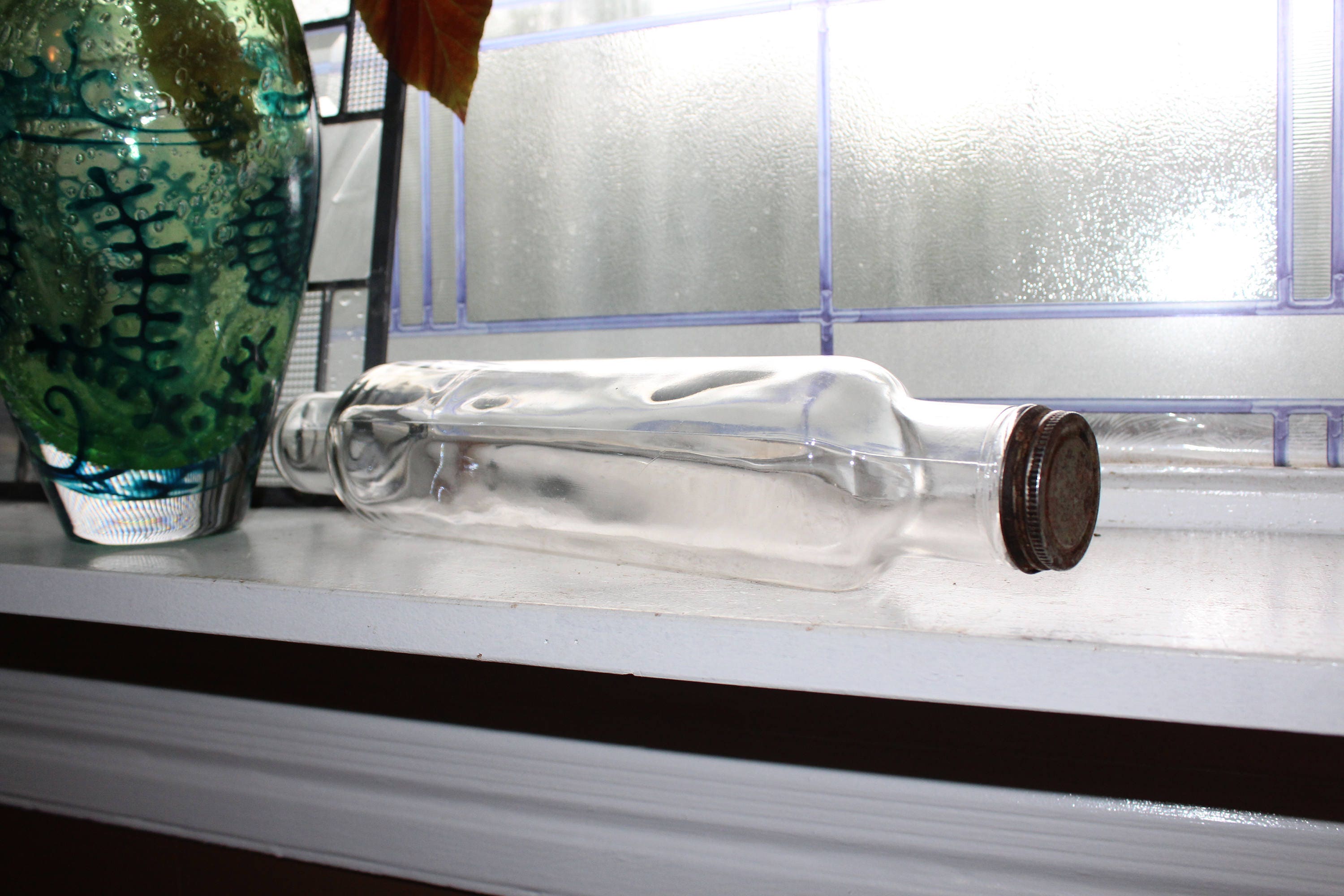 Vintage Glass Rolling Pin Roll Rite with Screw On Cap