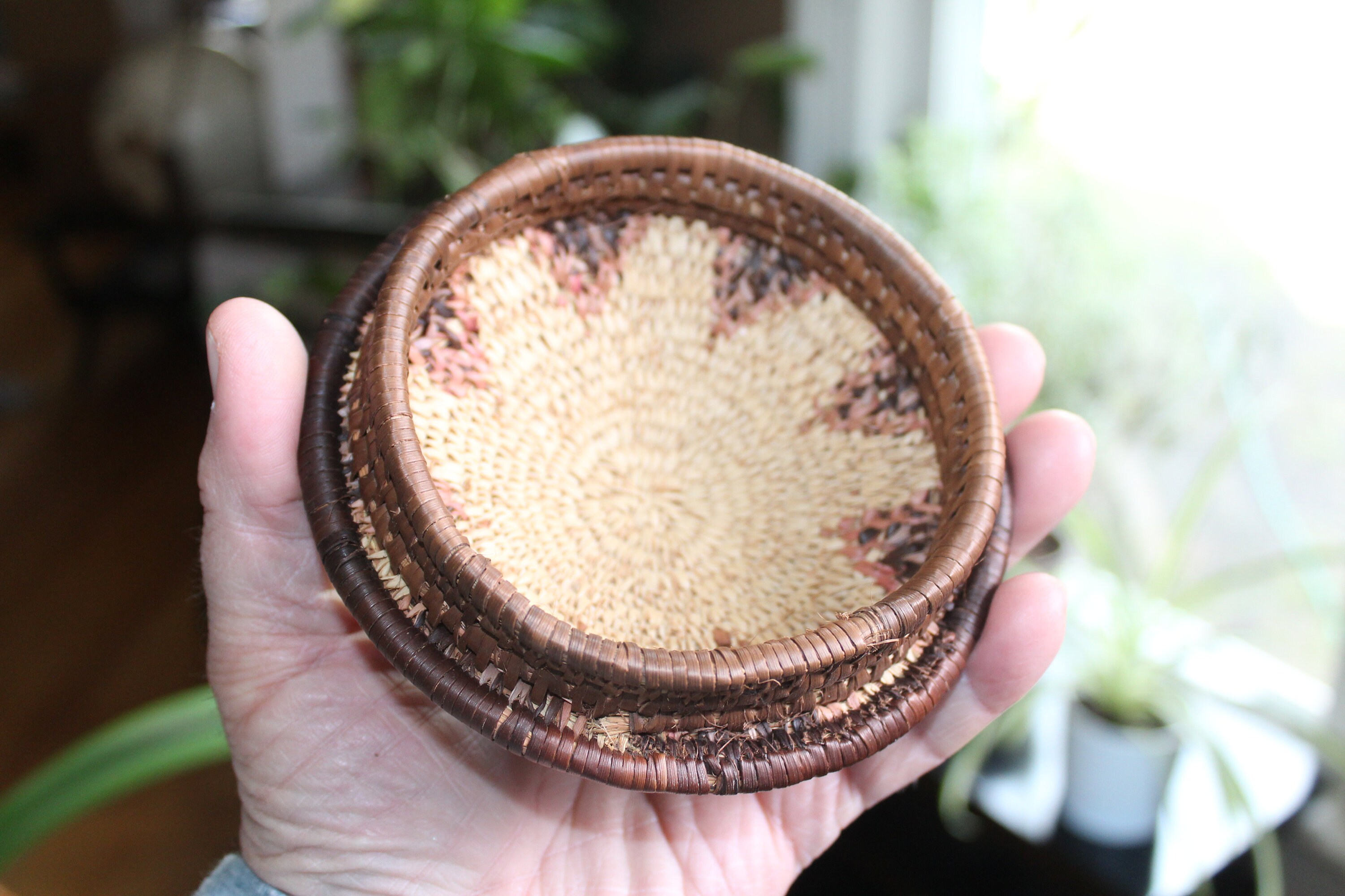 Large Vintage South American Covered Storage Basket