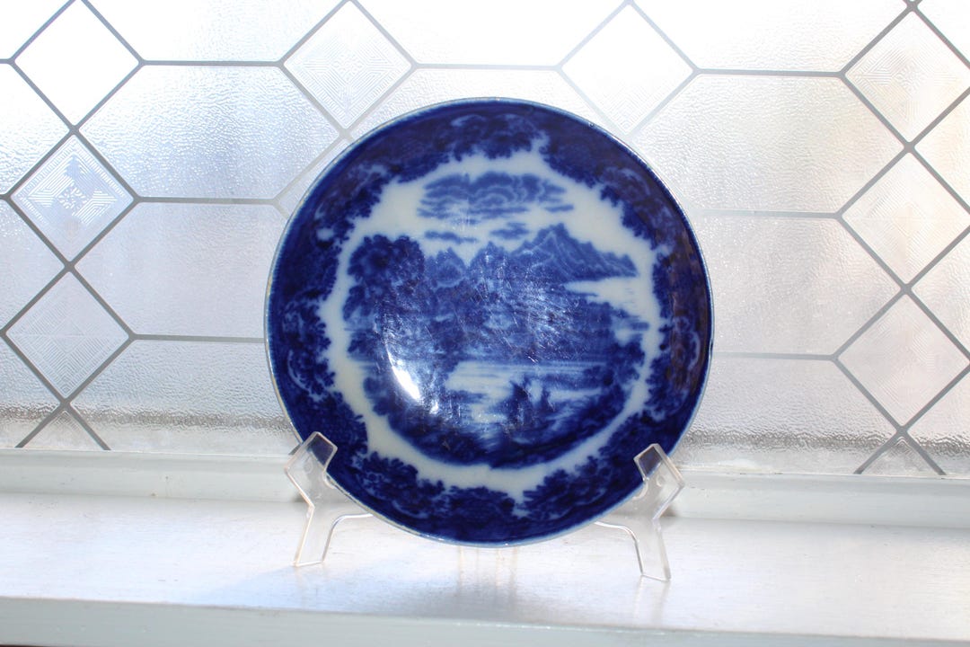 Antique Flow Blue Flat Soup Bowl Staffordshire England - Etsy