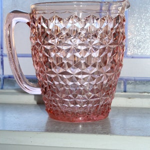 Vintage Pink Depression Glass Pitcher Holiday Buttons and Bows - Etsy