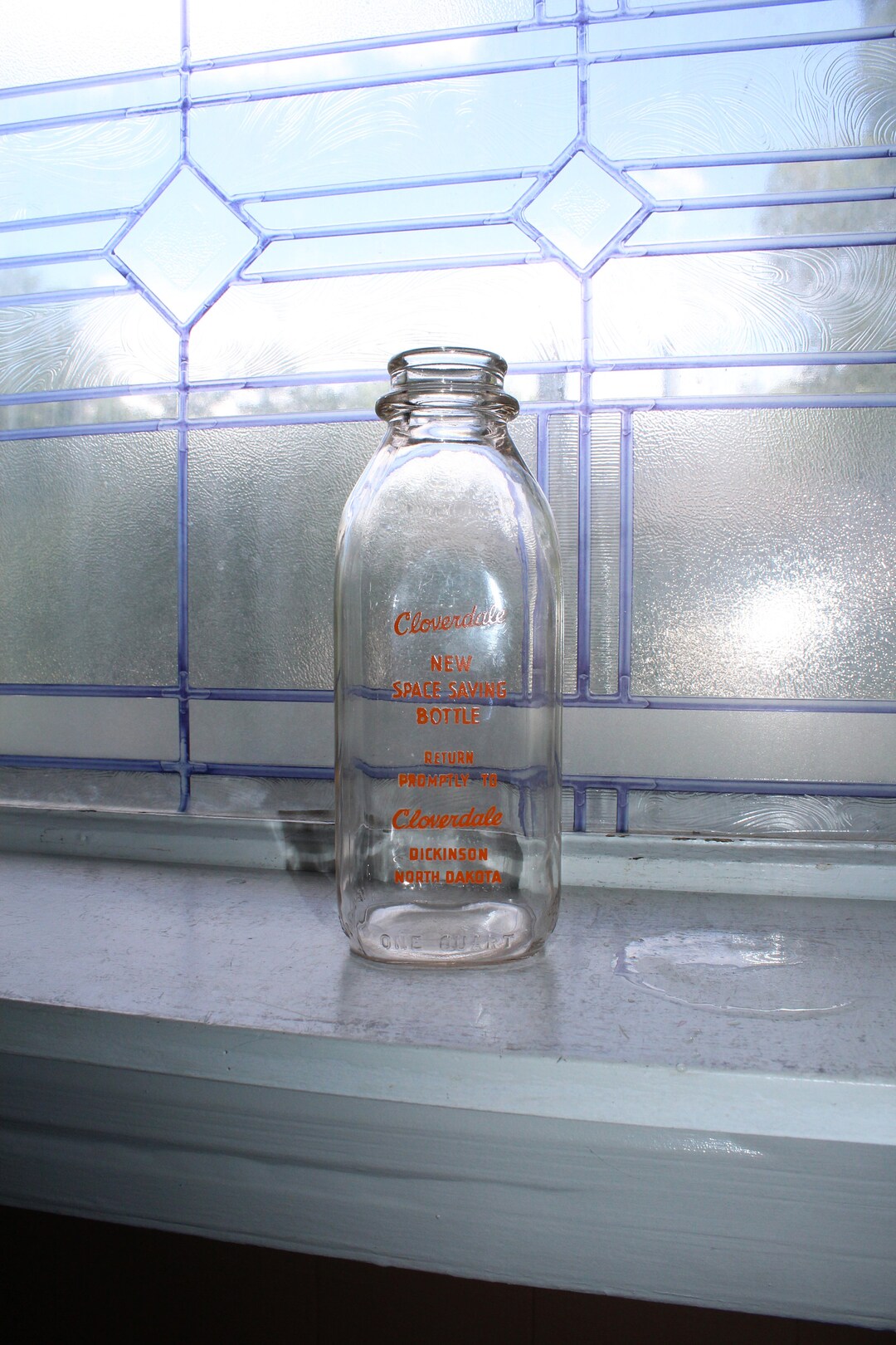 Vintage Square Quart Milk Bottle Cloverdale Dairy Dickinson ND - Etsy