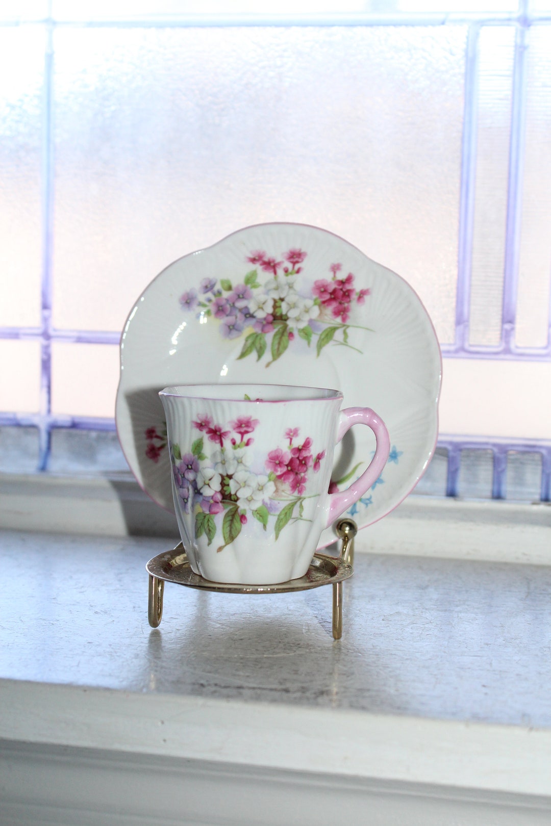 Shelley Pink Stocks Demitasse Cup and Saucer Bone China England - Etsy