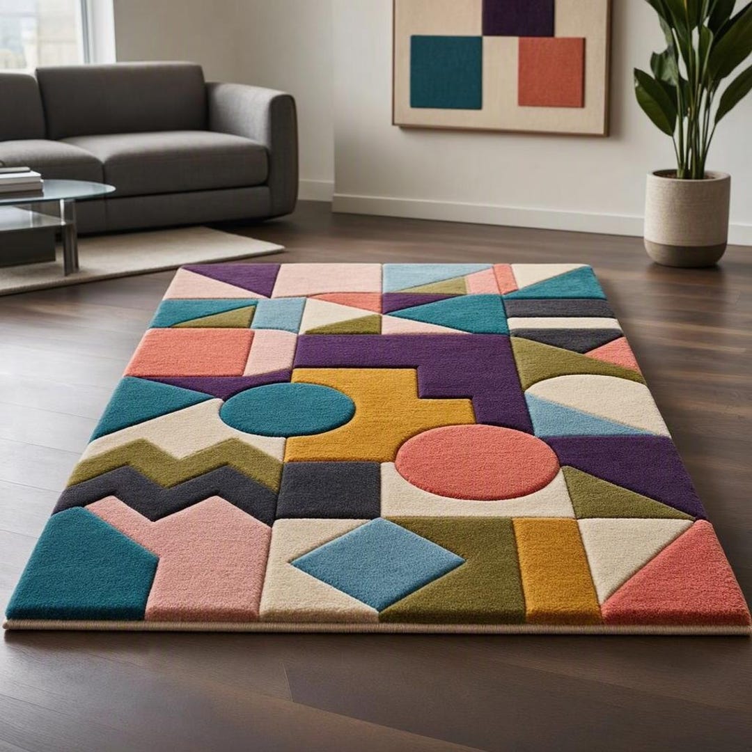 Hand-tufted Wool Geometric Area Rug – Mid-century Modern Abstract ...