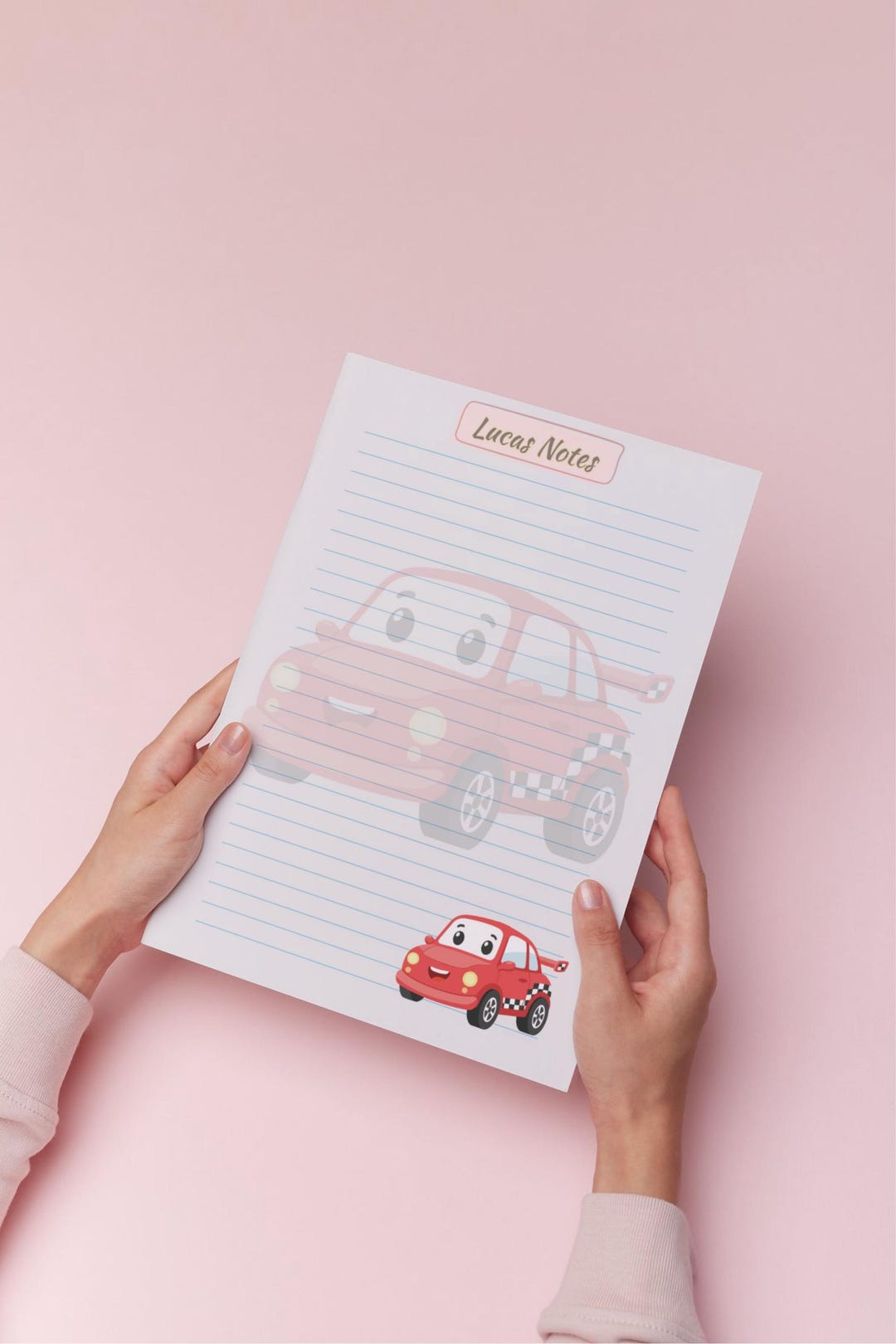 Kawaii Car Notepad Printable, Personalized Boys Stationery, Custom Name ...