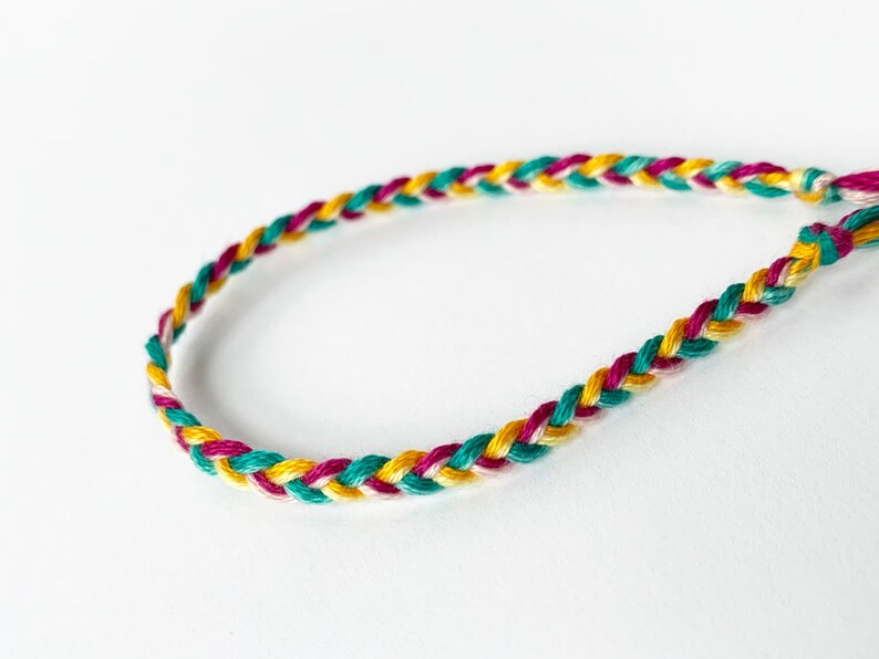 Friendship Bracelet Teal Yellow Pink Braid - Etsy