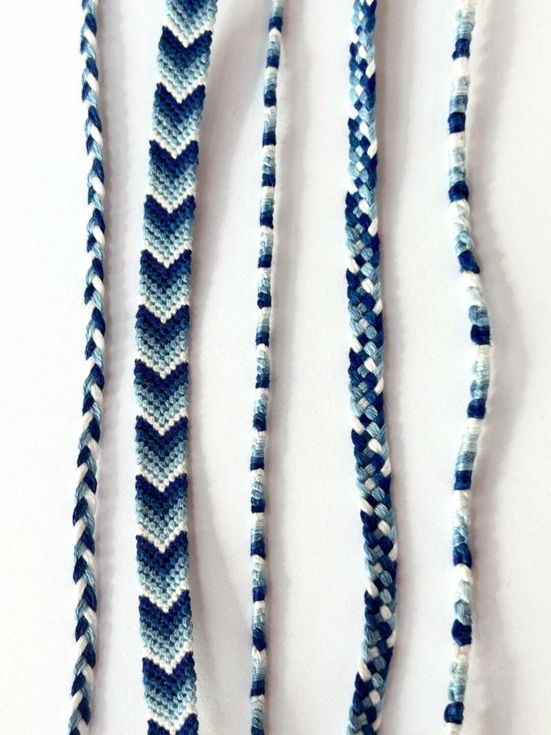 Friendship Bracelet 5-pack - Blue and White - Different Styles - Etsy