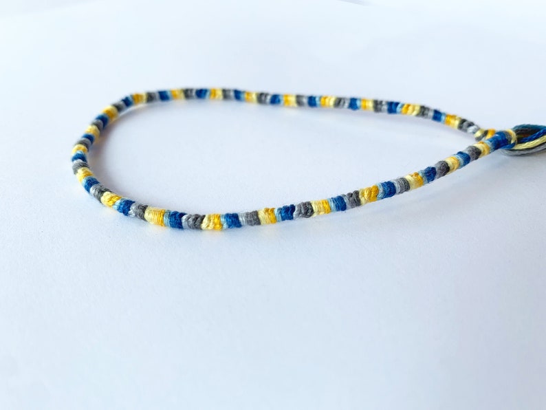 Friendship Anklet Blue Yellow Gray Single Knotted - Etsy