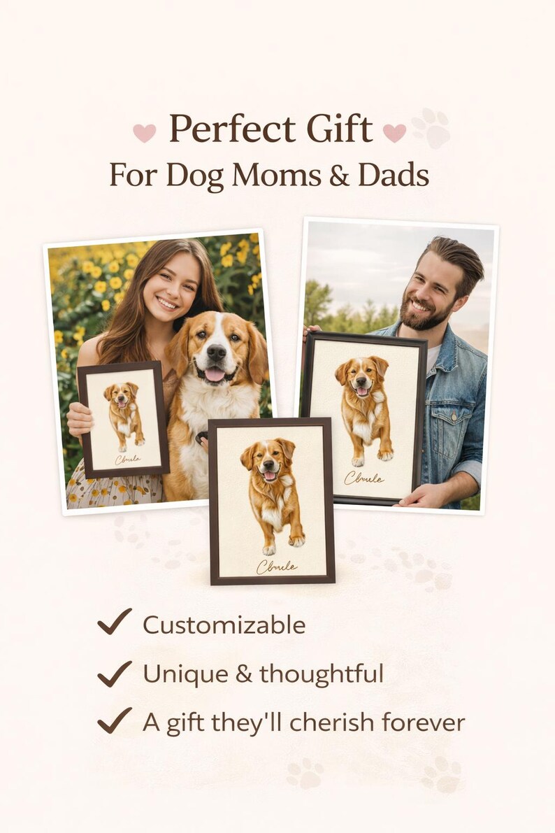 New Puppy Gift From Photo, Custom Dog Portrait Framed Print ...