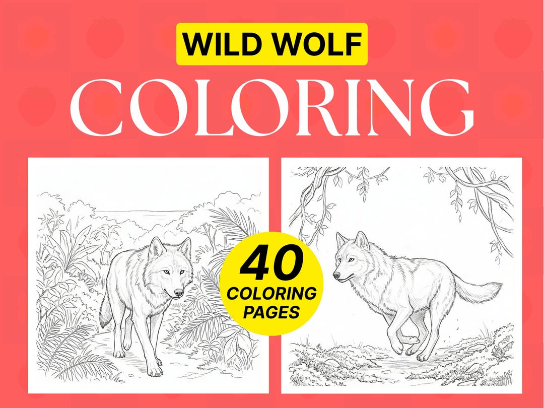 Printable Wolf Coloring Book Bundle | 40 Wildlife Drawing Sheets ...