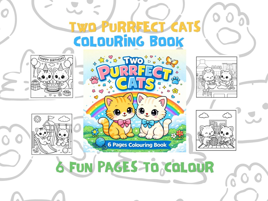 Two Purrfect Cats - Printable Cat Colouring Pages (PDF) - Etsy