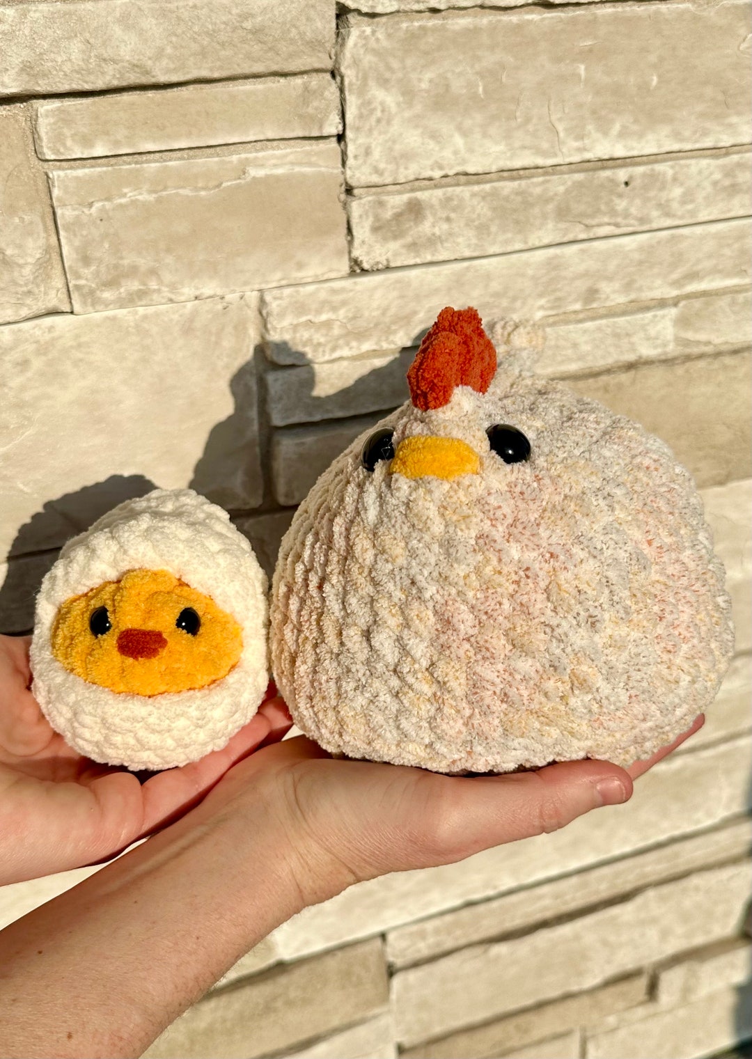 Mama Chicken Plushie With Hatching Chick Amigurumi Stuffie Stuffed ...