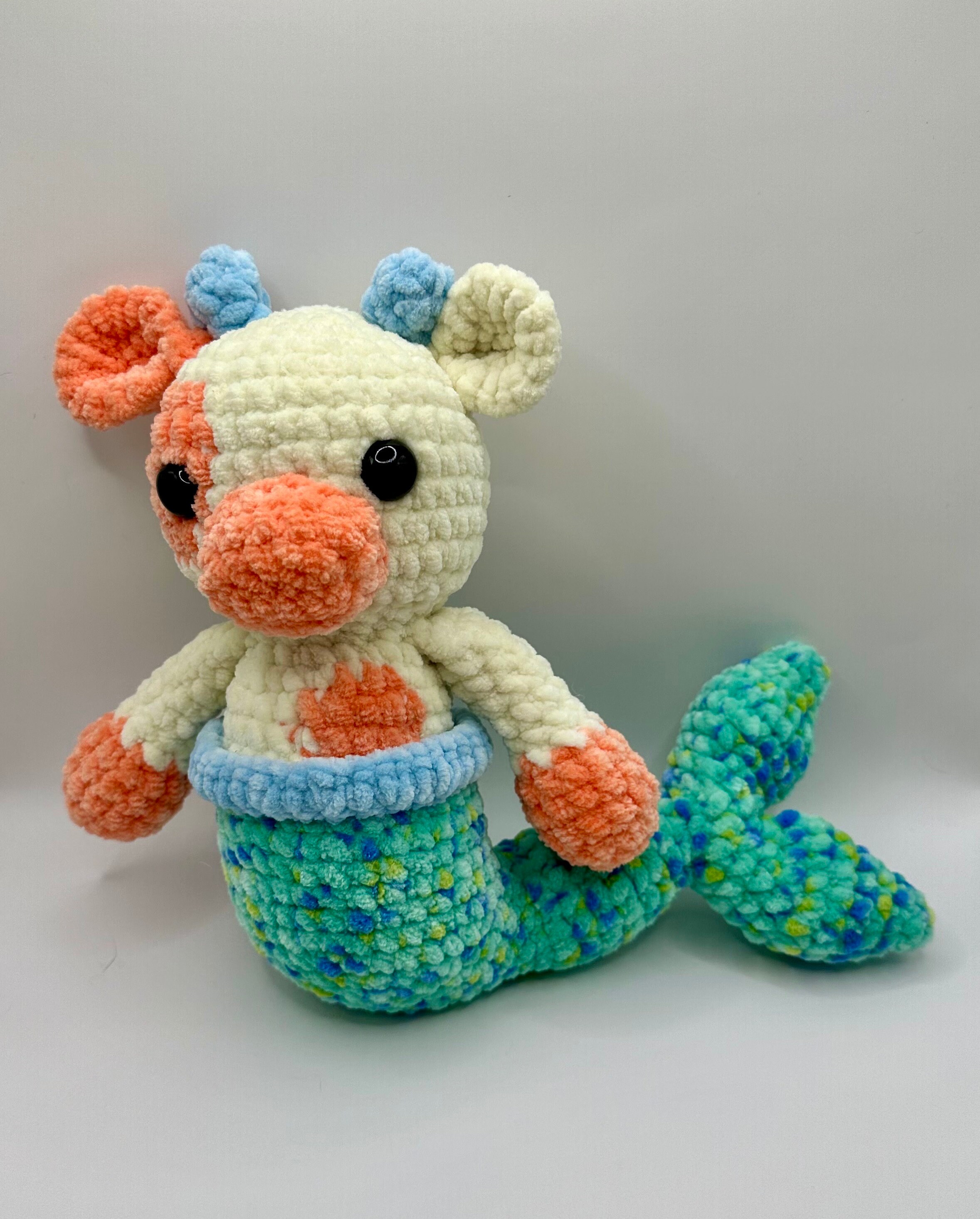 Cow Mermaid Plushie Custom Amigurumi Stuffie Stuffed Animal Crochet ...