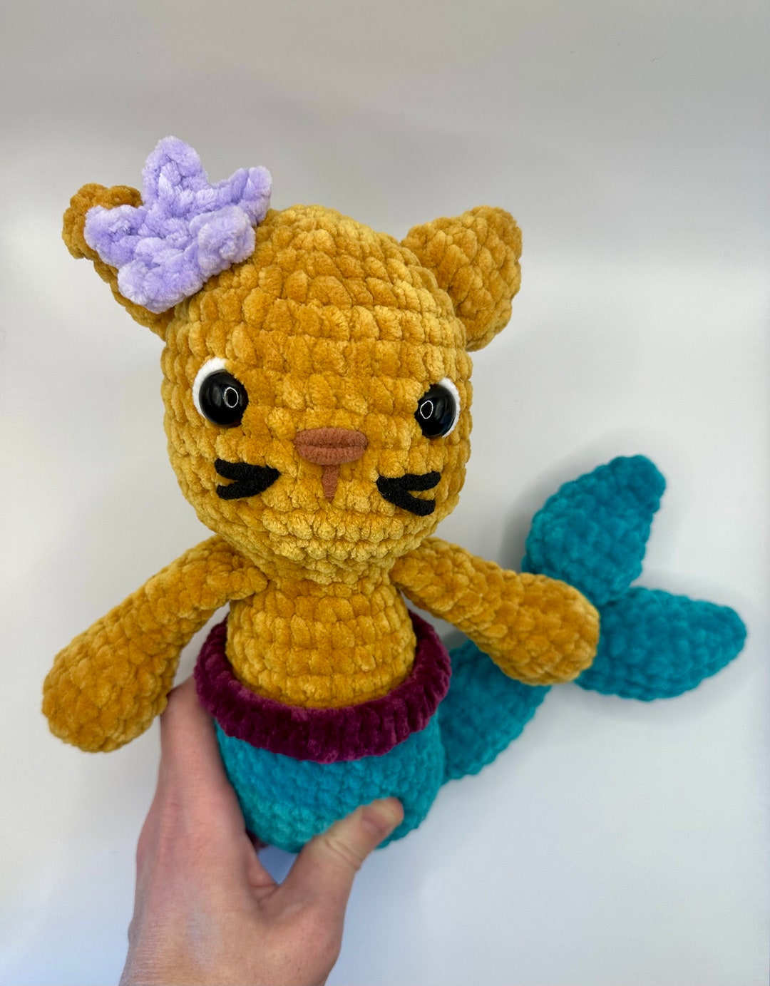 Cat Mermaid Plushie Custom Amigurumi Stuffie Stuffed Animal Crochet ...