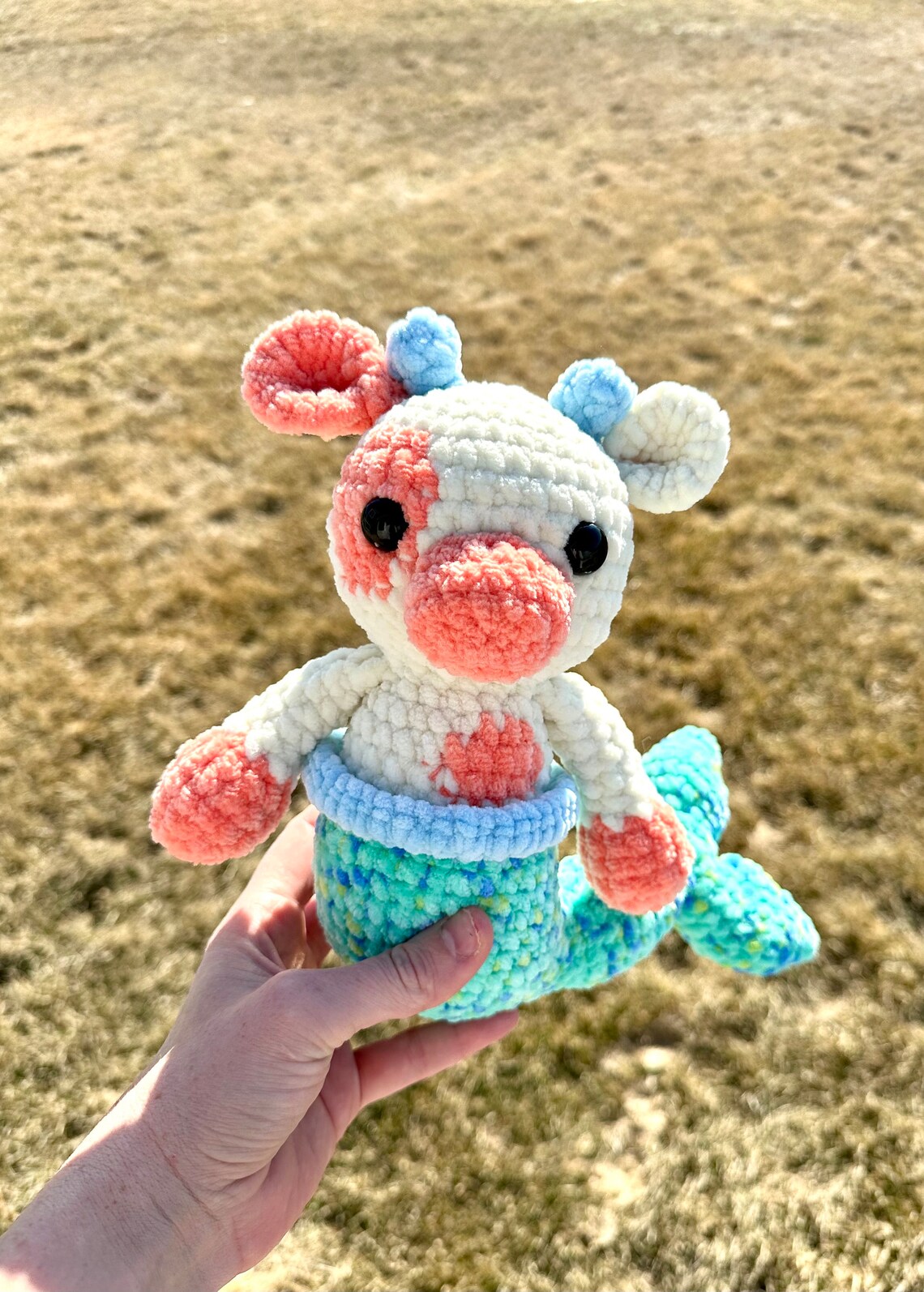 Cow Mermaid Plushie Custom Amigurumi Stuffie Stuffed Animal Crochet ...