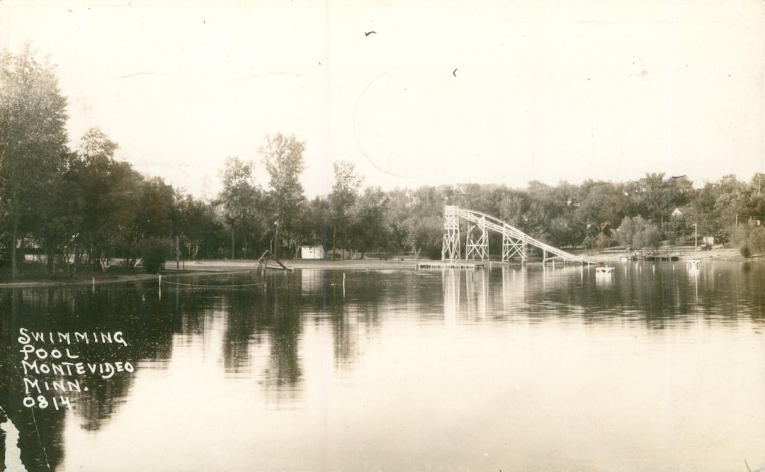 Vintage Real Photo Postcard, Montevideo, Minnesota, Pool, Water Slide ...