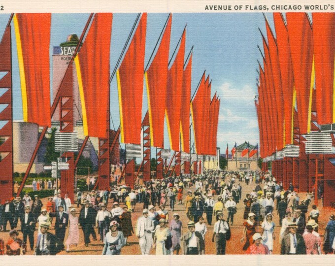 Linen Postcard, Chicago, Illinois, 1933 Chicago Worlds Fair, Avenue of ...