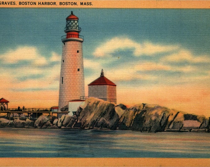 Linen Postcard, Houghton, Michigan, Isle Royale Lighthouse, Ca 1940 - Etsy