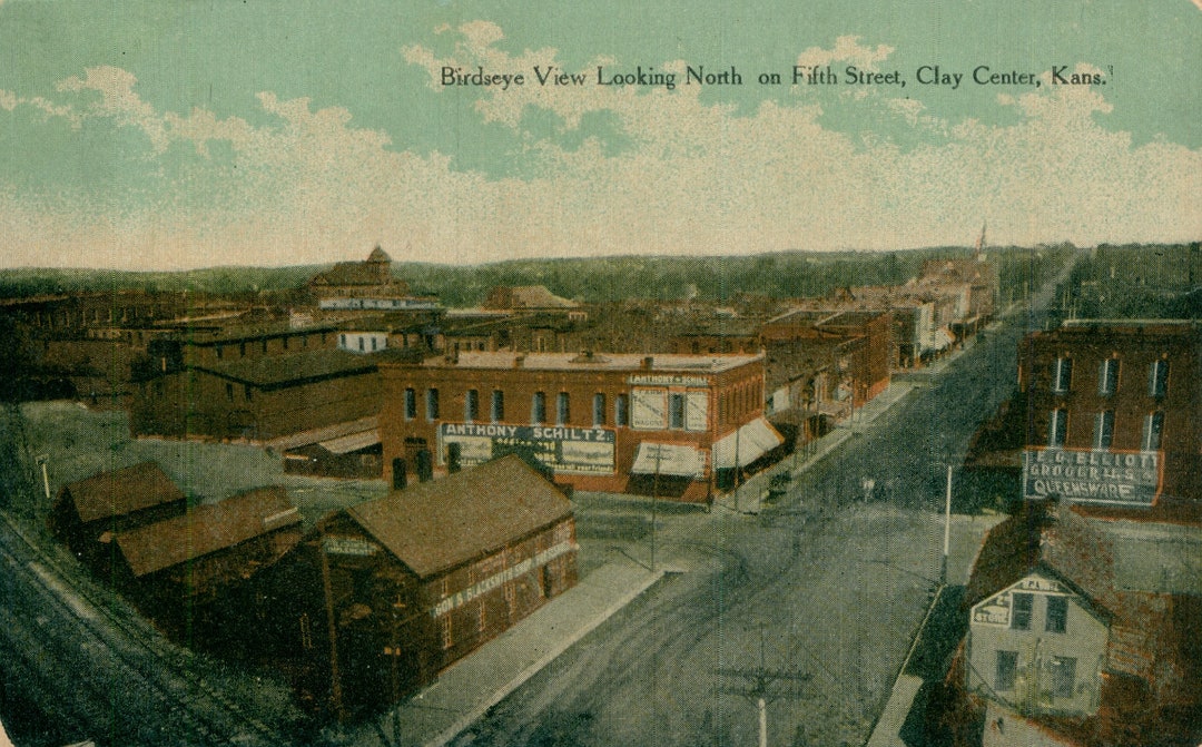 Vintage Postcard Clay Center Kansas Birds Eye View Looking - Etsy