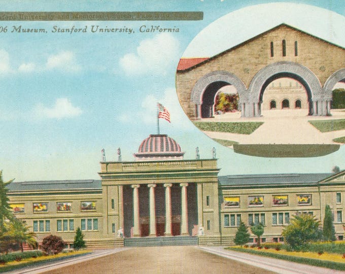 Linen Postcard, Stanford University, Library, Palo Alto, California, Ca ...