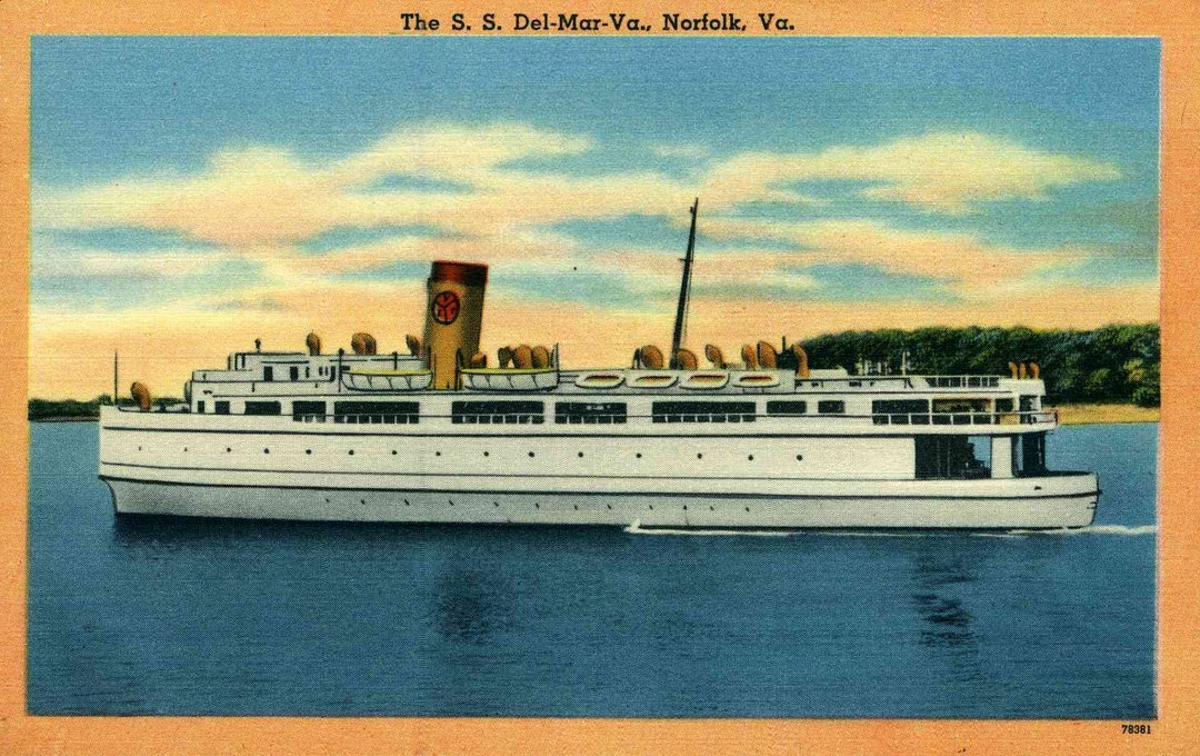 Linen Postcard, Steamship Del-mar-va, Norfolk, Virginia, Ca 1940 - Etsy