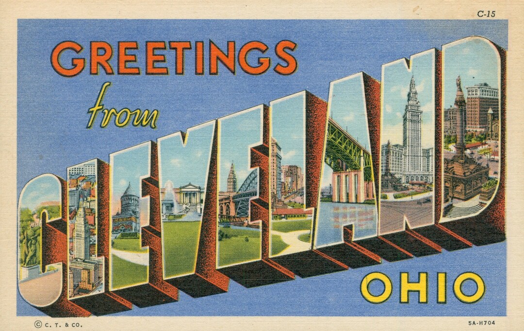 Linen Postcard Greetings From Cleveland Ohio Large Letter - Etsy