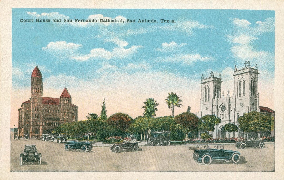 Vintage Postcard, San Antonio, Texas, San Fernando Cathedral and Court ...