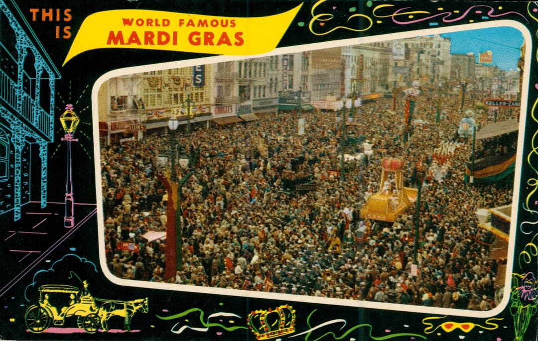 Chrome Postcard, Greetings From New Orleans, Louisiana, Mardi Gras - Etsy