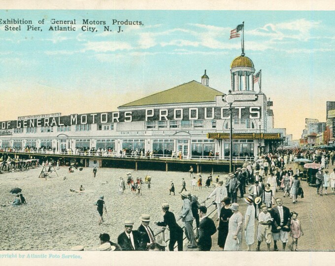 Linen Postcard, Atlantic City, New Jersey, General Motors Exhibition at ...