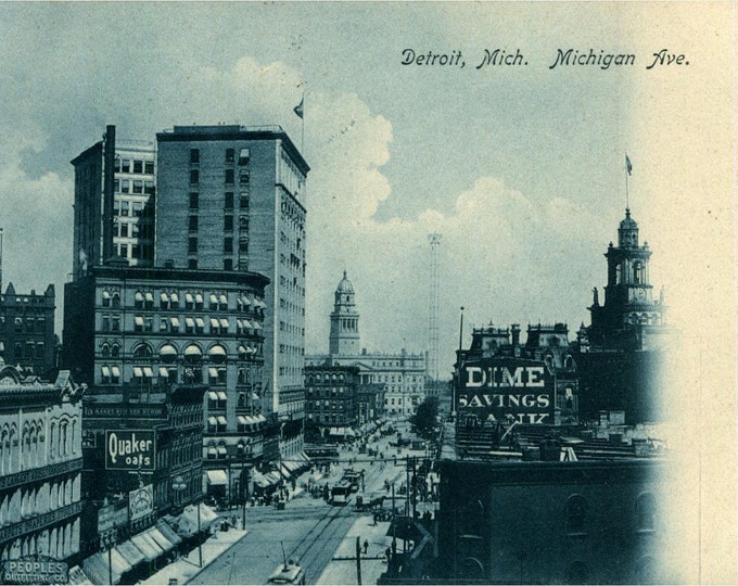 Vintage Postcard, Detroit, Michigan, Scene on Michigan Avenue, Ca 1910 ...