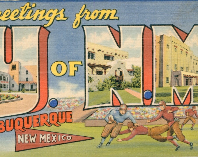 Linen Postcard, Greetings From University of New Mexico, Albuquerque ...