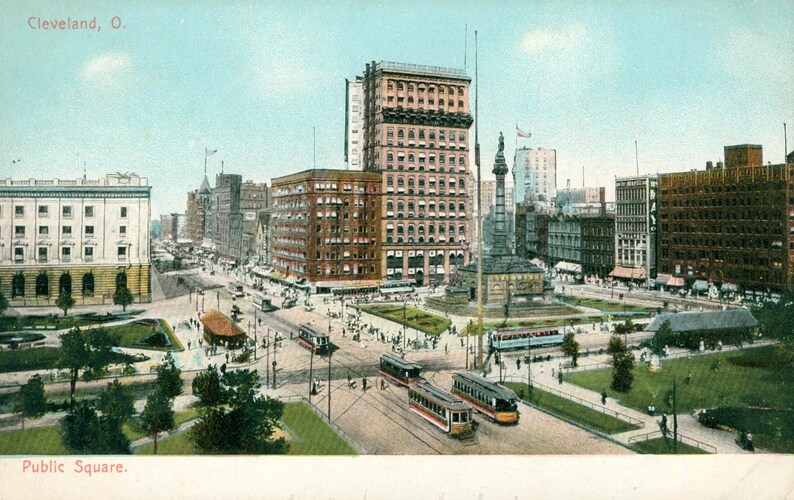 Vintage Postcard, Cleveland, Ohio, Public Square, Streetcars, Ca 1915 ...